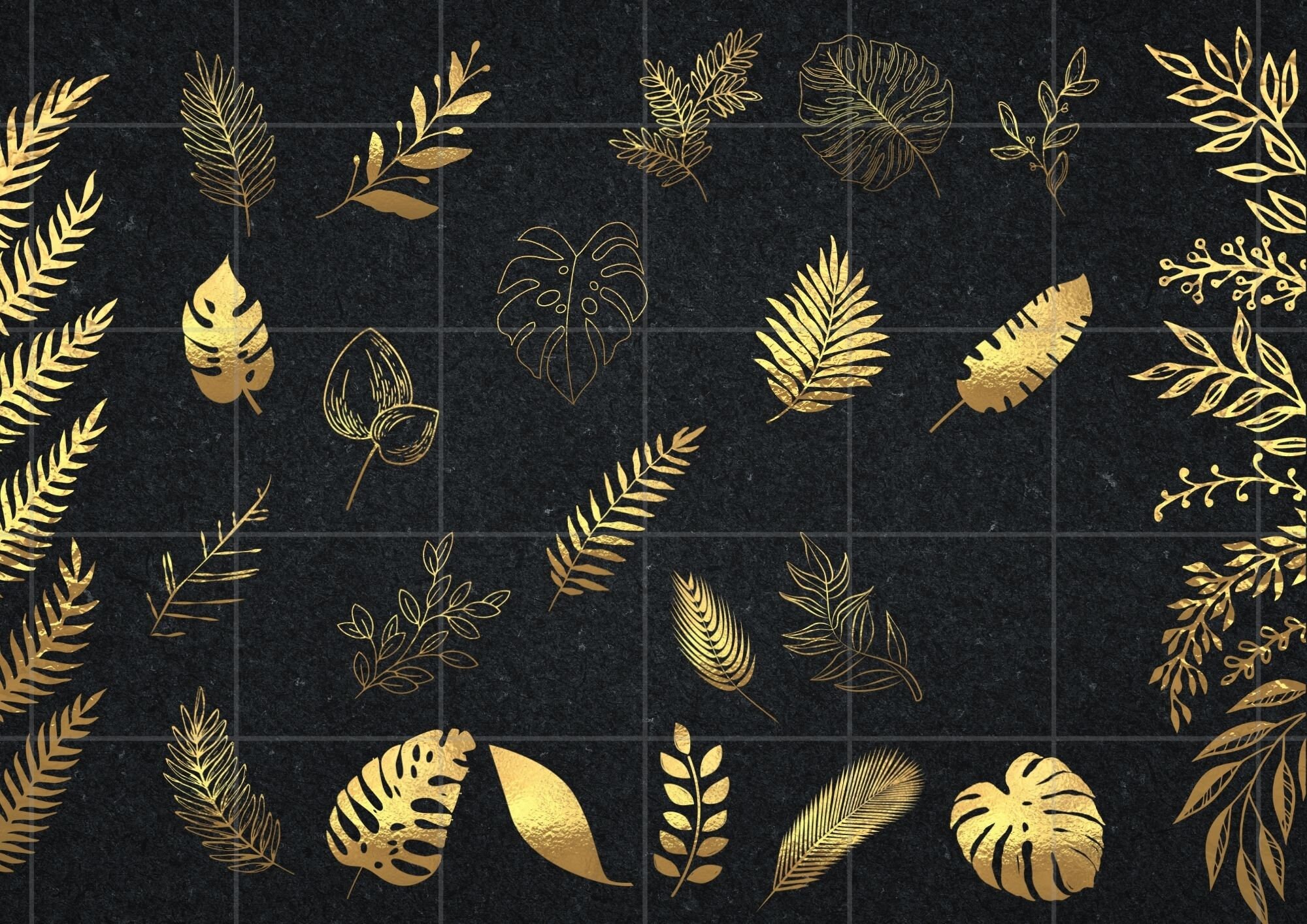 Iridescent Tropical Leaves Clipart,instant Download, Rainbow Foil ...