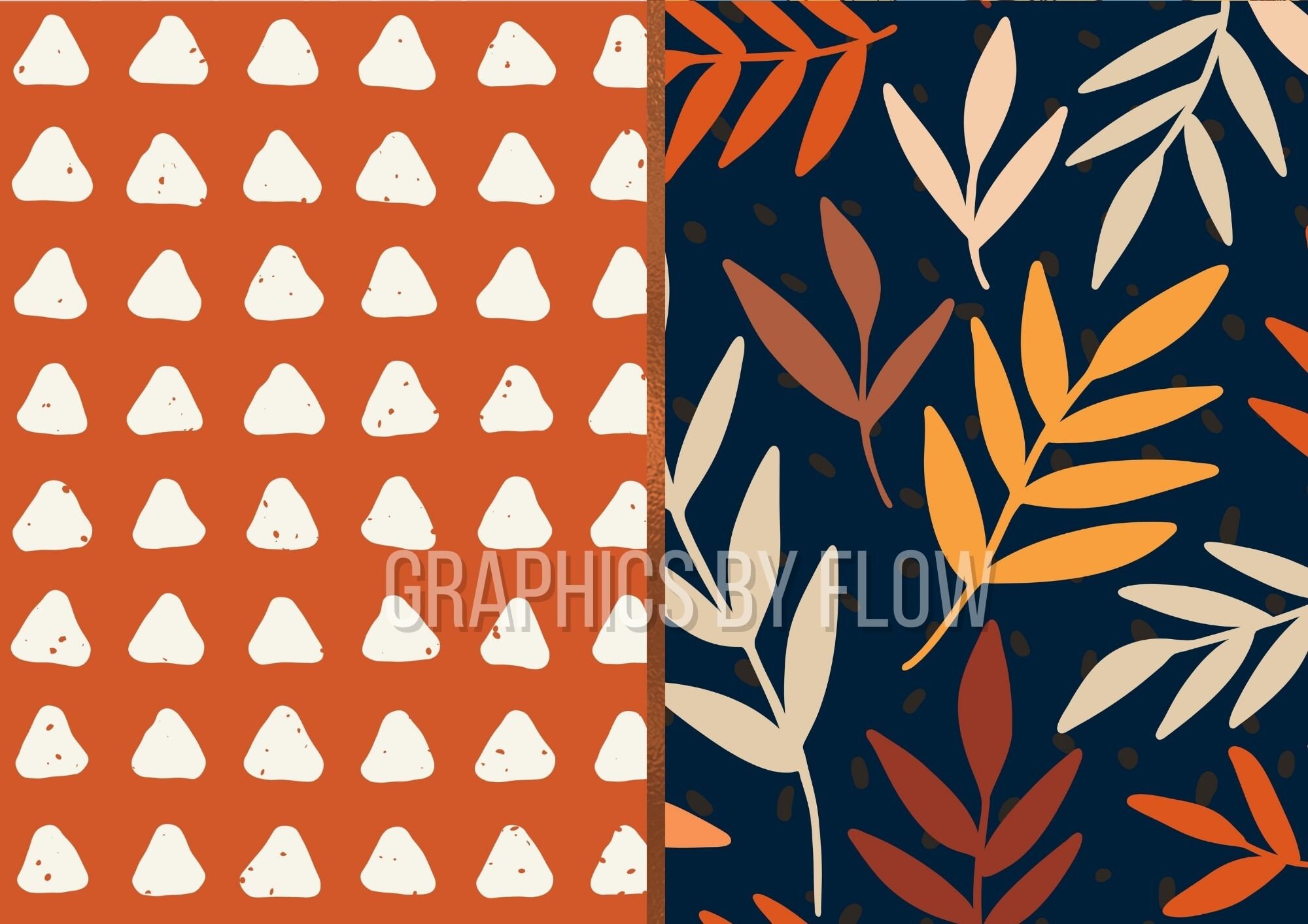 Blue Orange Digital Paper Set, High Res, 300 DPI, Abstract Patterns ...