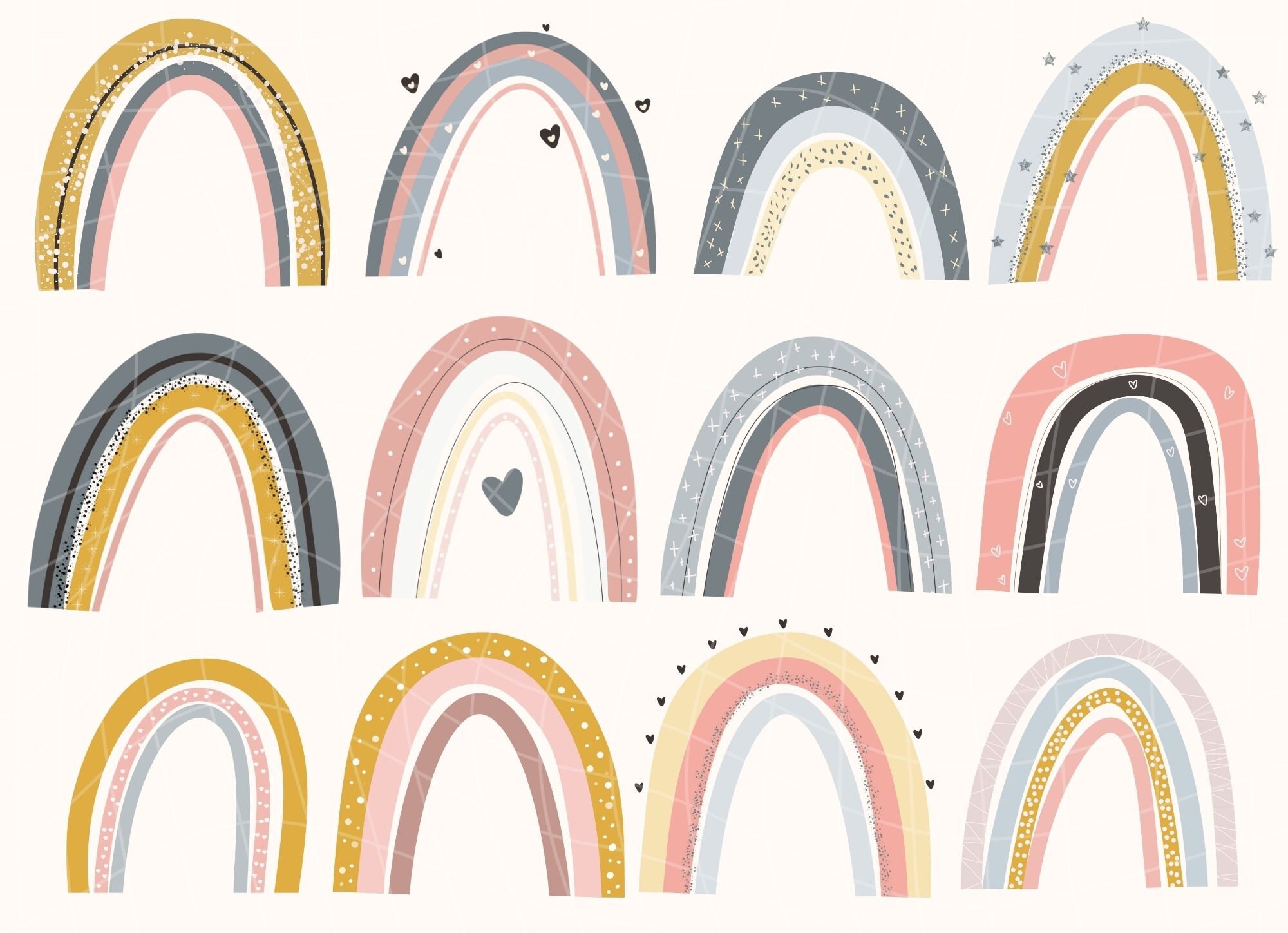 Rainbows Pastel Instant Download Digital Clip Art Set38 PNG - Etsy