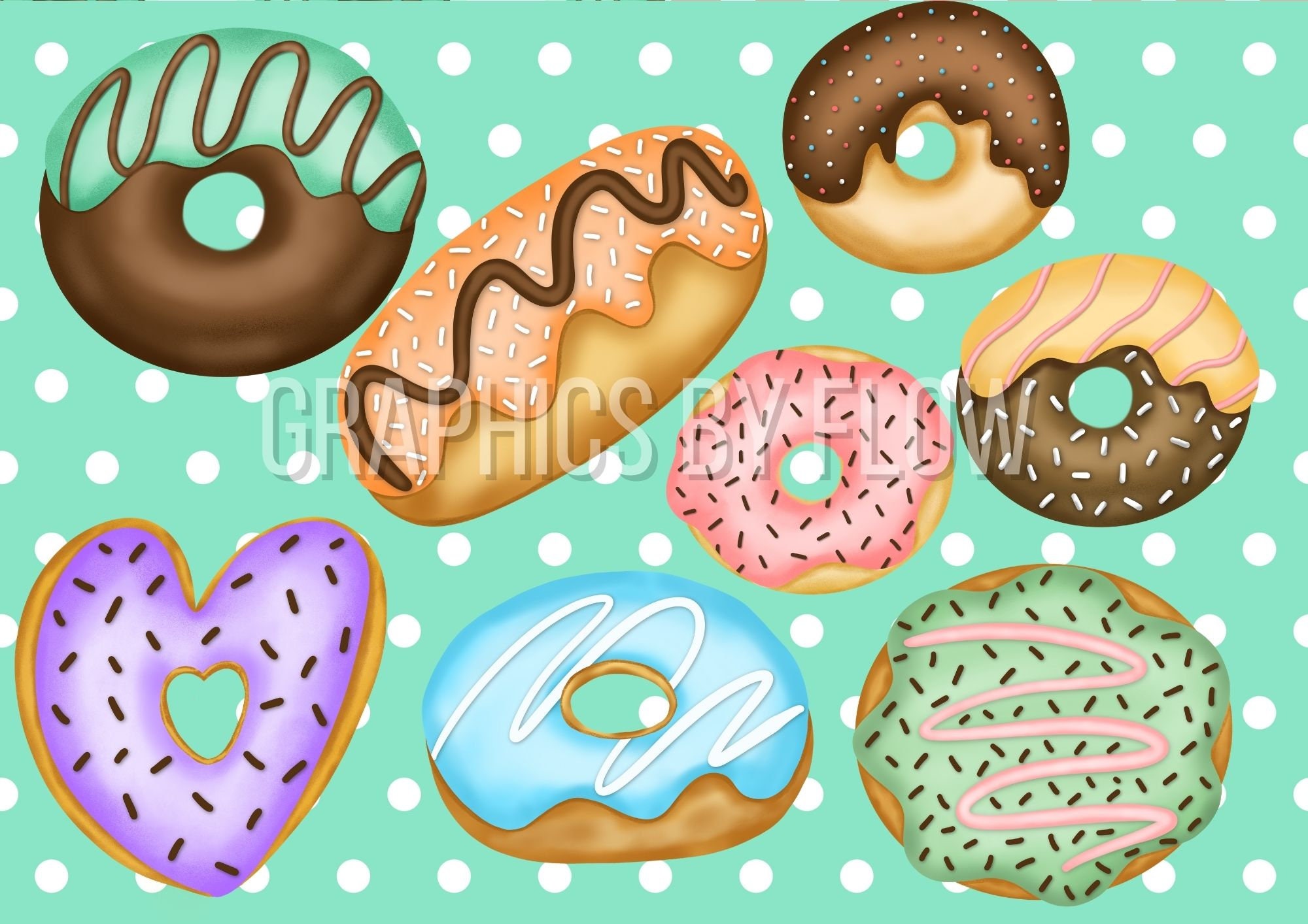 Donut Digital Paper Seamless Backgrounds Sprinkles Digital - Etsy