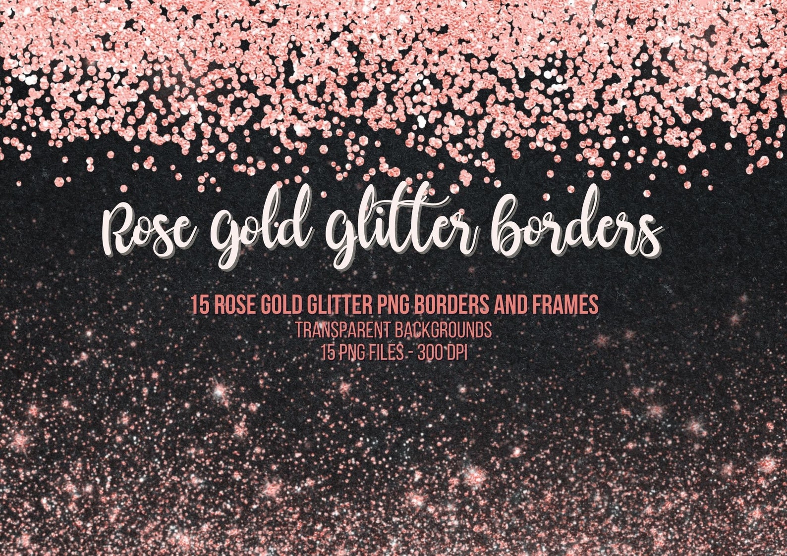 Rose Gold Glitter Borders Clipart and Frames, Instant Download ...