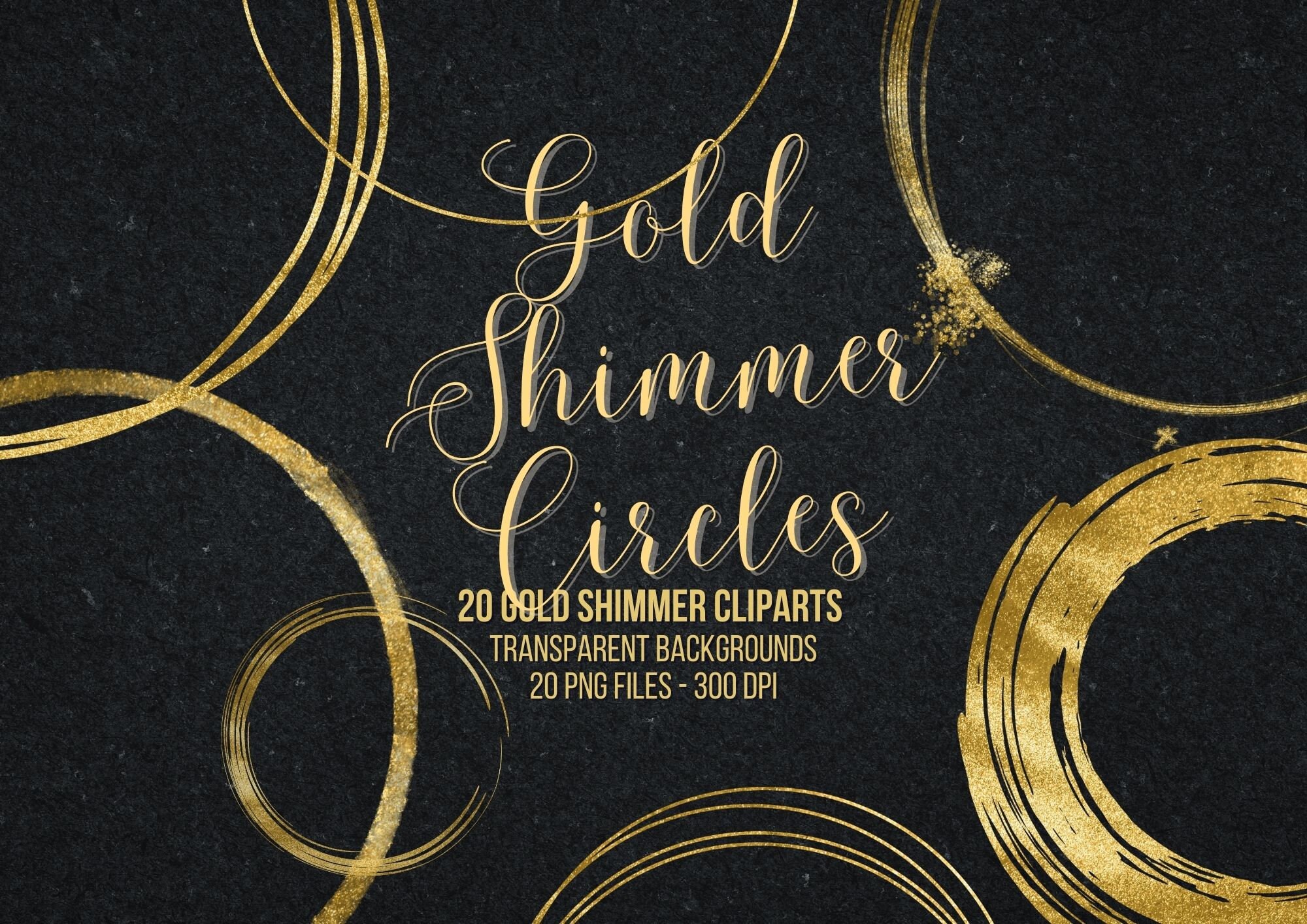 GOLD SHIMMER CIRCLES Frames, Instant Download, 20 Transparent Png ...