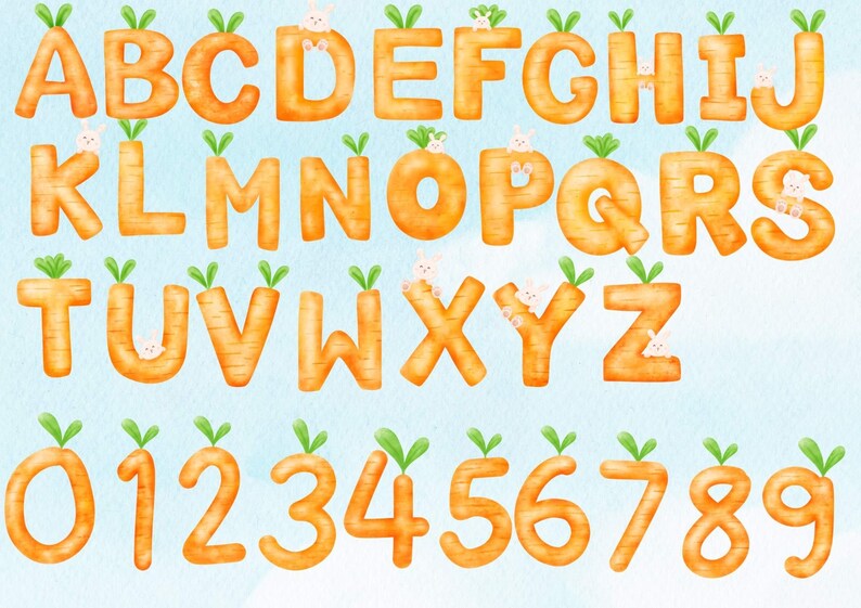 EASTER Alphabet Clip Art Numbers Images CARROTS Instant - Etsy