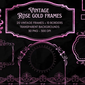 Rose GOLD VINTAGE FRAMES, Instant Download, 30 Png, Frame Clipart ...