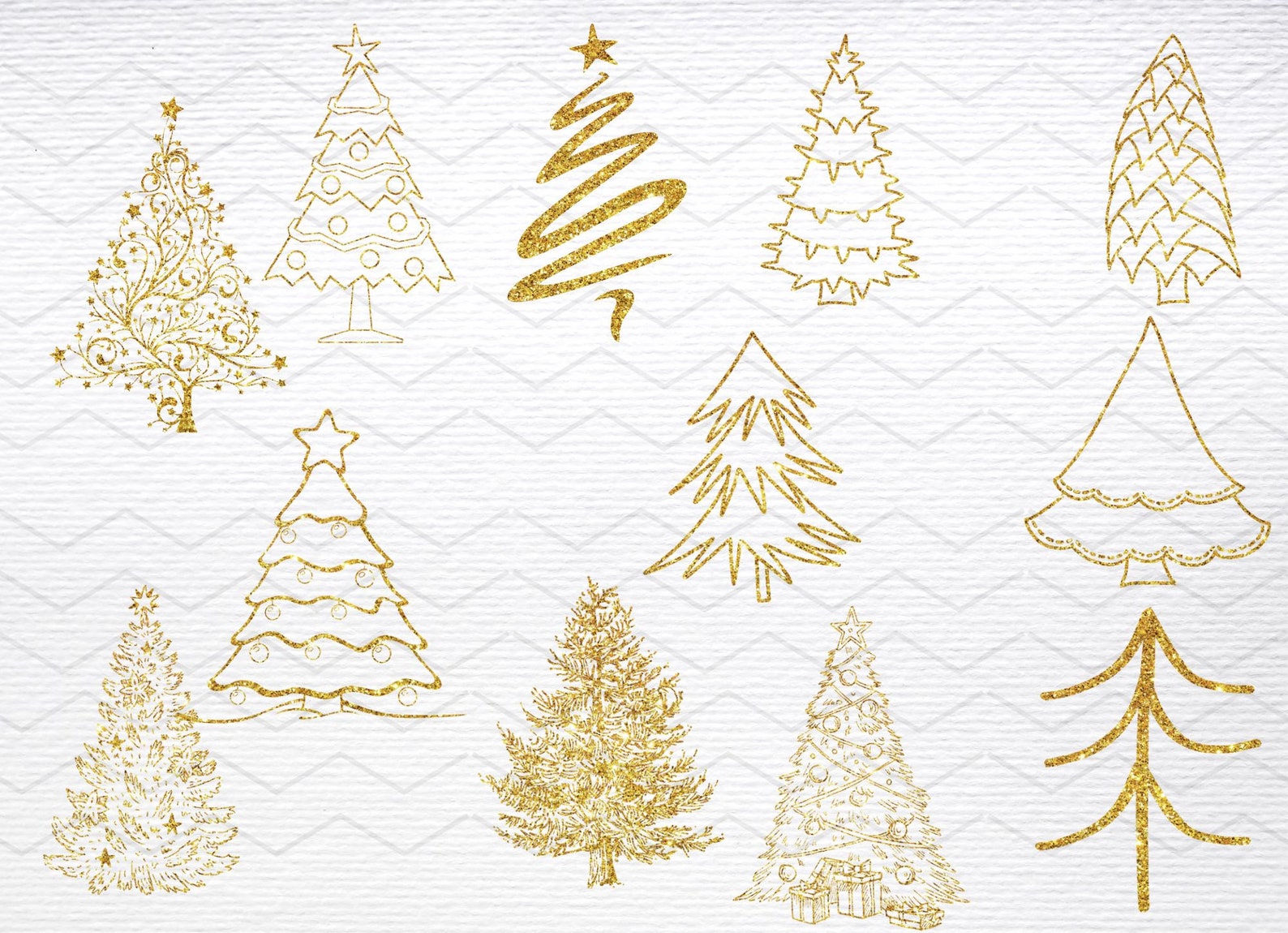 GOLD Glitter CHRISTMAS TREE, Instant Download, 35 Transparent Png ...