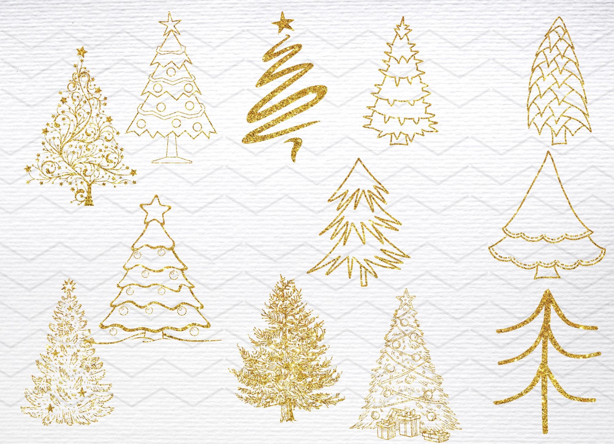 GOLD Glitter CHRISTMAS TREE, Instant Download, 35 Transparent Png ...