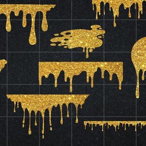 24 Dripping Gold Clipart, Instant Download, Sparkling Glitter PNG ...