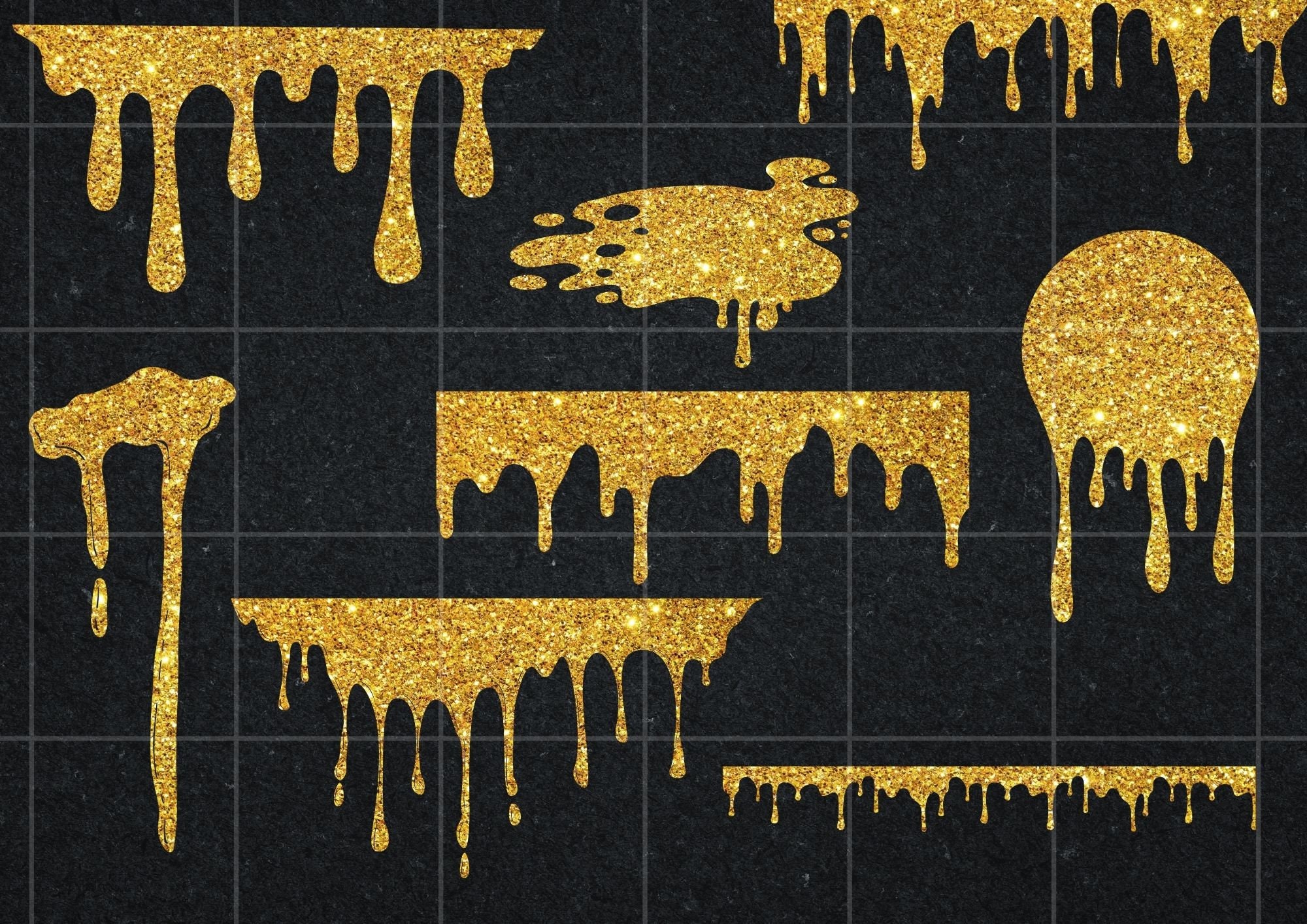 24 Dripping Gold Clipart, Instant Download, Sparkling Glitter PNG ...