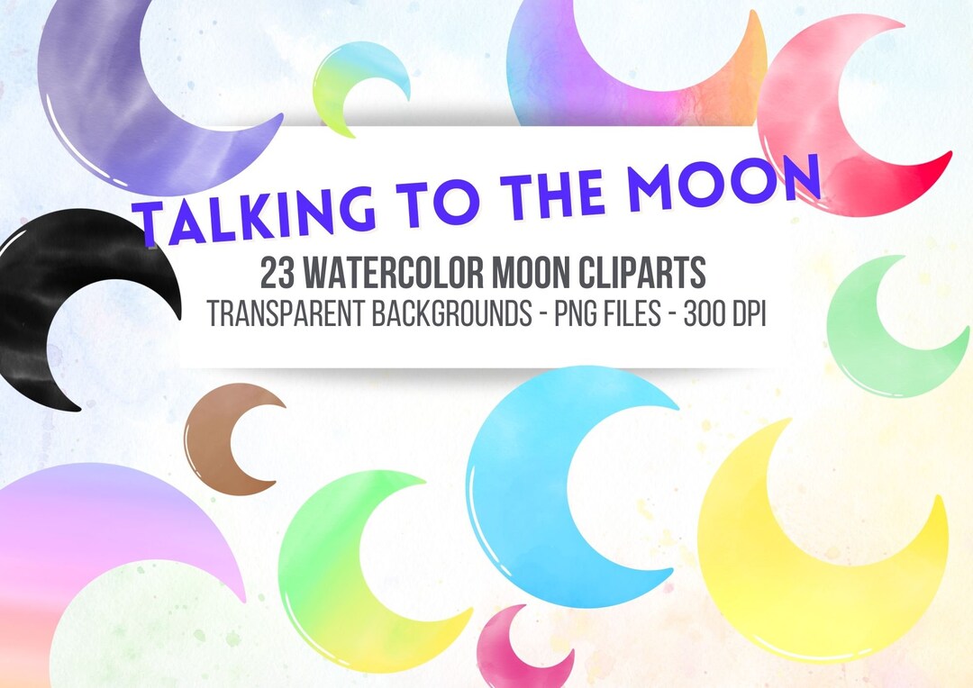 23 WATERCOLOR MOON Clipart, Instant Download, Transparent, Moon Shapes ...