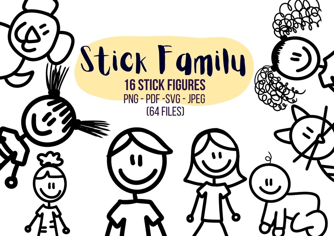 16 Pack Stick Figures Svg File , Instant Download Stick Boy Clipart ...