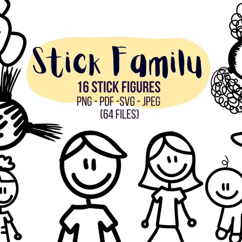 16 Pack Stick Figures Svg File Instant Download Stick Boy - Etsy
