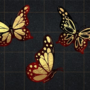 Red and Gold Floral Clip Art Clipart ,instant Download, 22 Transparent ...