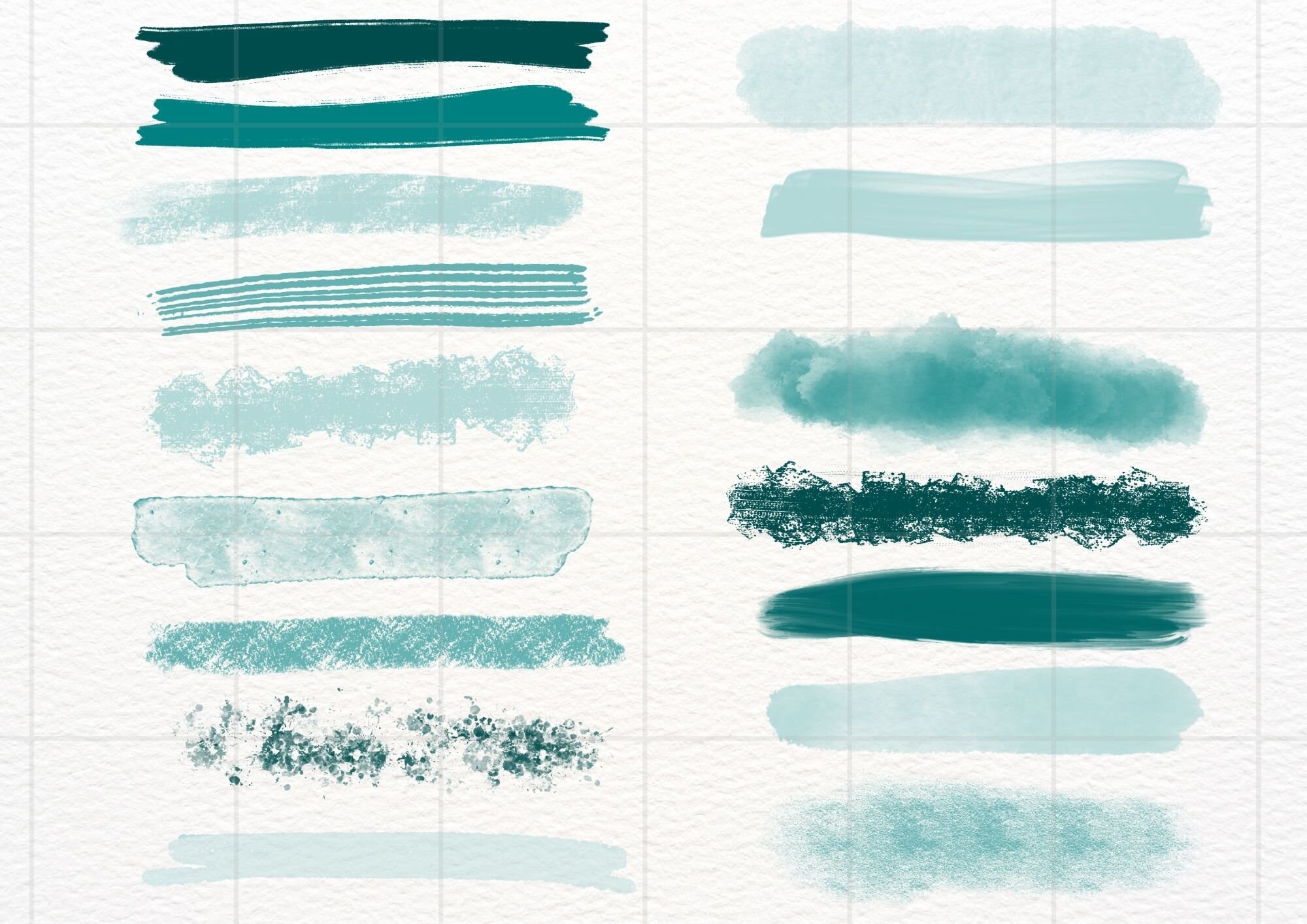 TEAL Watercolor Brush Strokes, Instant Download, Watercolor Clipart, 41 ...