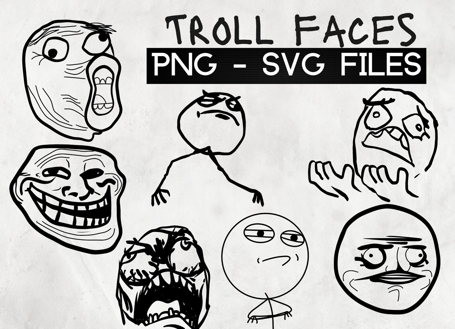 TROLL Face SVG PNG, Instand Download, Printable Cut Files, Cricut ...