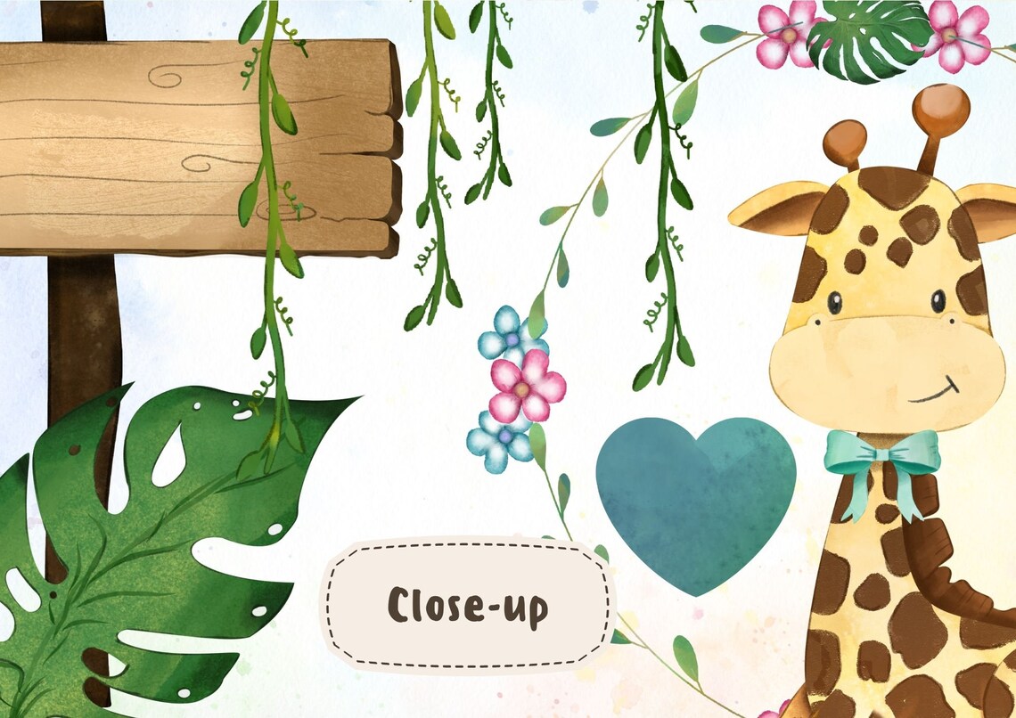 Safari Watercolor Clipart, Instant Download, Safari Baby Shower, Jungle ...