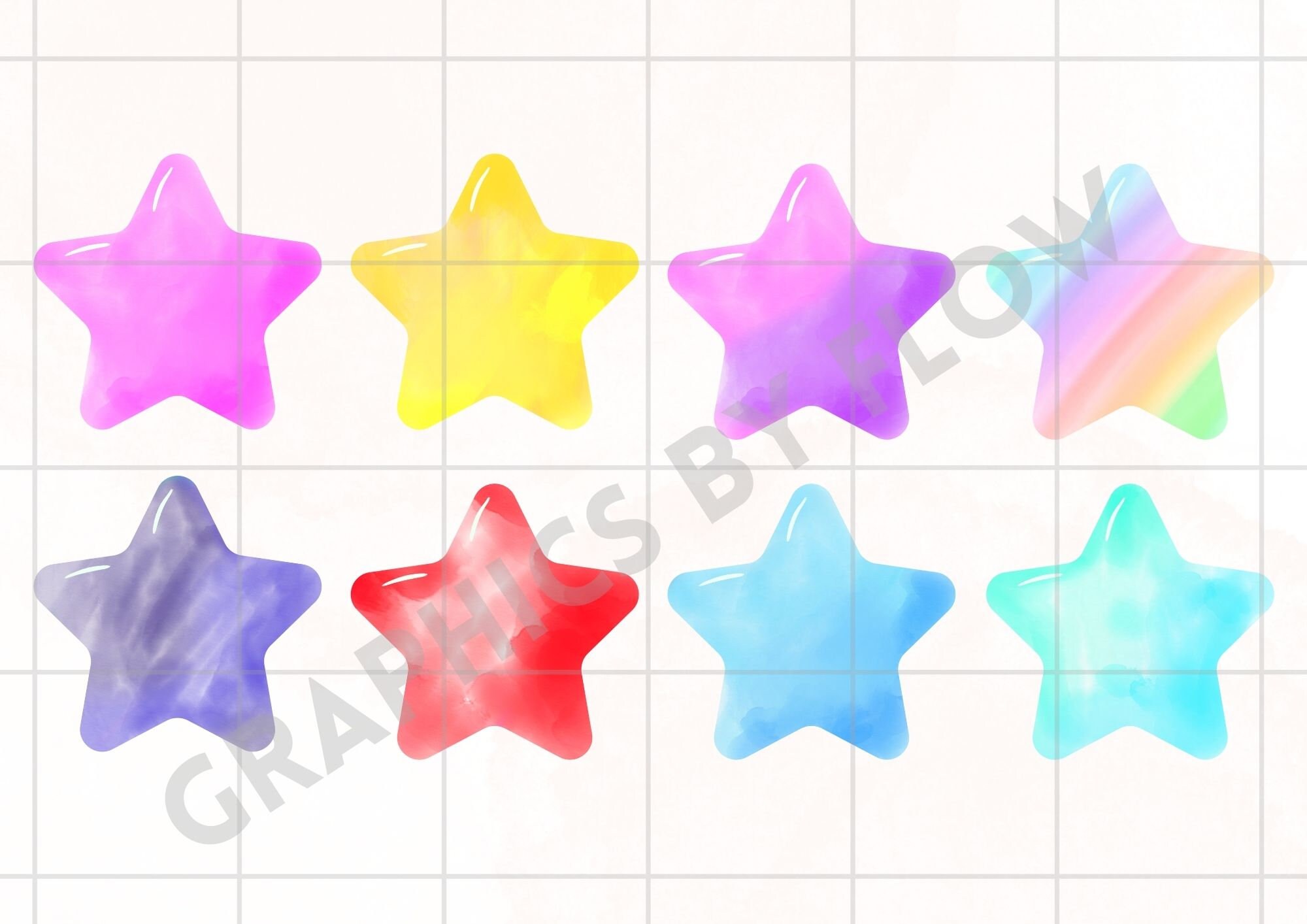 WATERCOLOR STARS Clipart, Instant Download, 23 Transparent Clipart ...