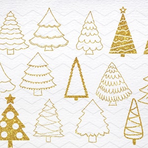 GOLD Glitter CHRISTMAS TREE, Instant Download, 35 Transparent Png ...