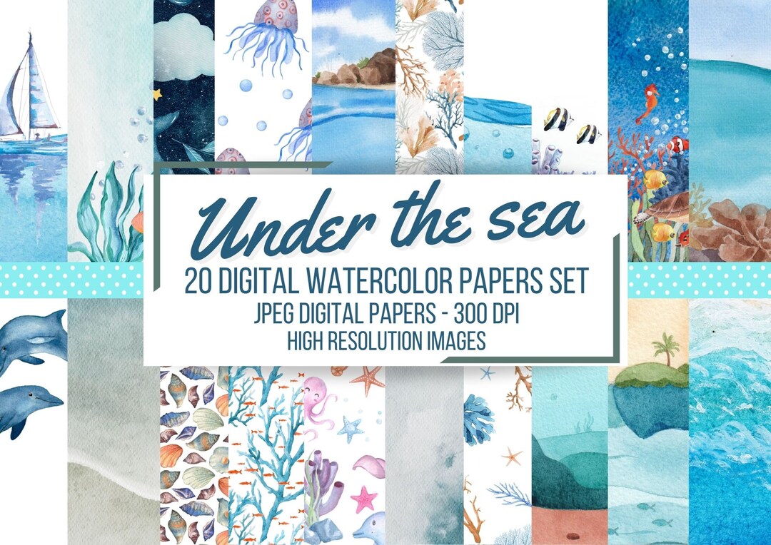 SEALIFE 20 Digital Paper, Instant Download, Waterlor Digital Paper ...