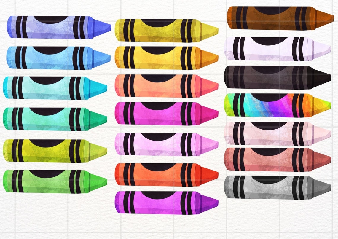 Watercolor Crayons Clipart, Instant Download, Art Supplies PNG, 40 ...