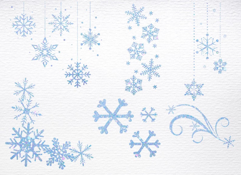 Blue GLITTER SNOWFLAKES PNG, Instant Download, 24 Transparent Png,snow ...