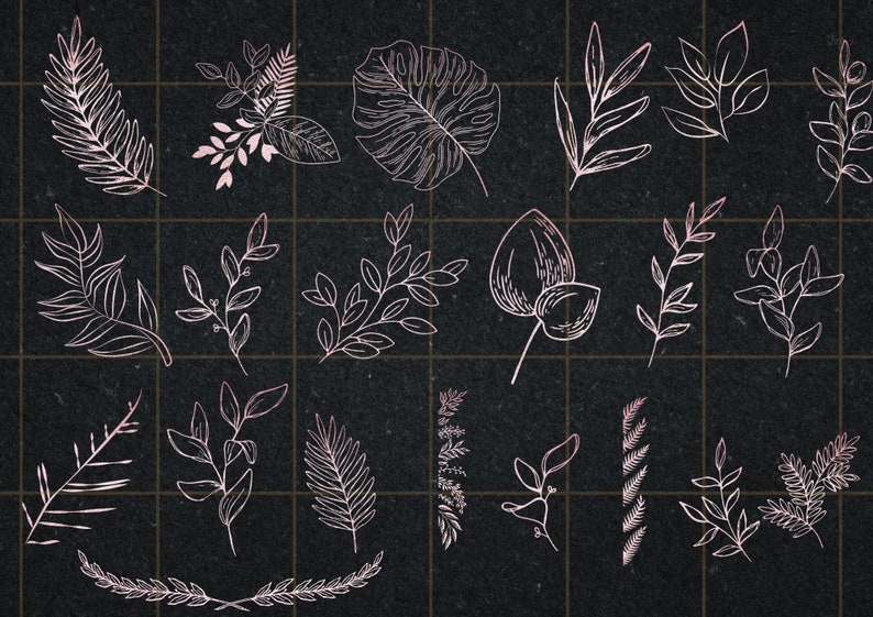 ROSE GOLD Leaves PNG Rose Gold Leaf Clipart, Instant Download, 40 ...