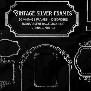SILVER VINTAGE FRAMES Instant Download 30 Png Frame - Etsy