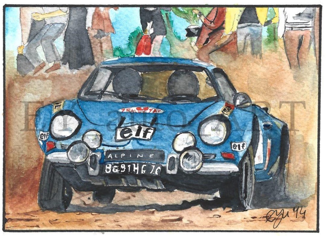 Alpine A110 Rally Car Drawing Original Artwork, Digitalized From My ...