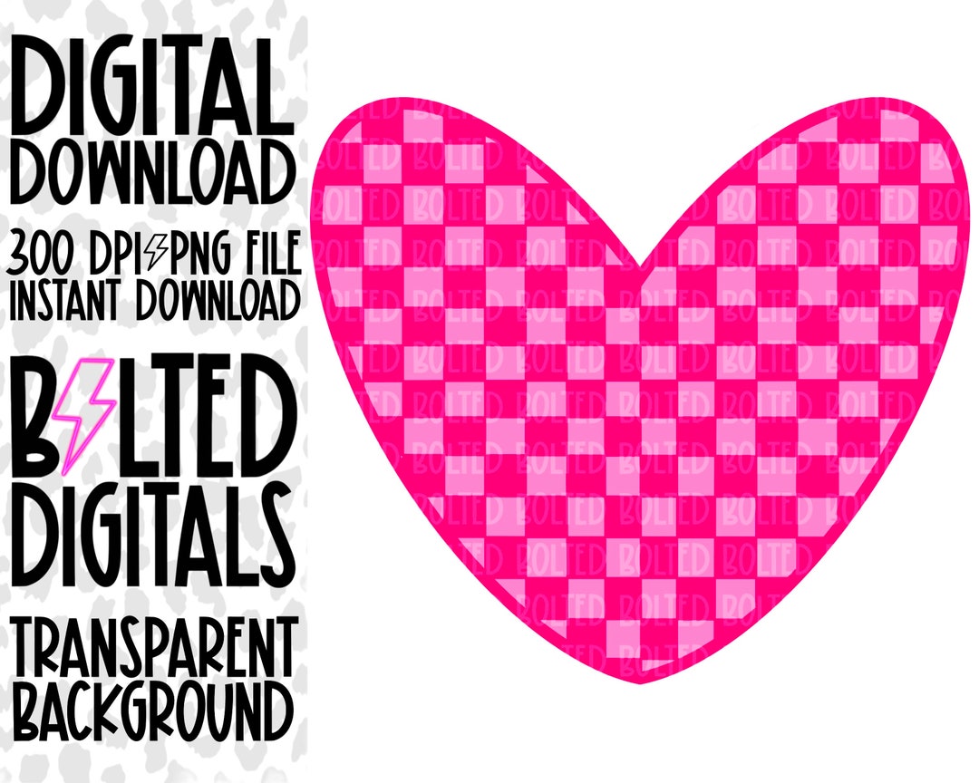 Checkered Pink Heart | PNG File | Valentines PNG | Checkered PNG | Best ...