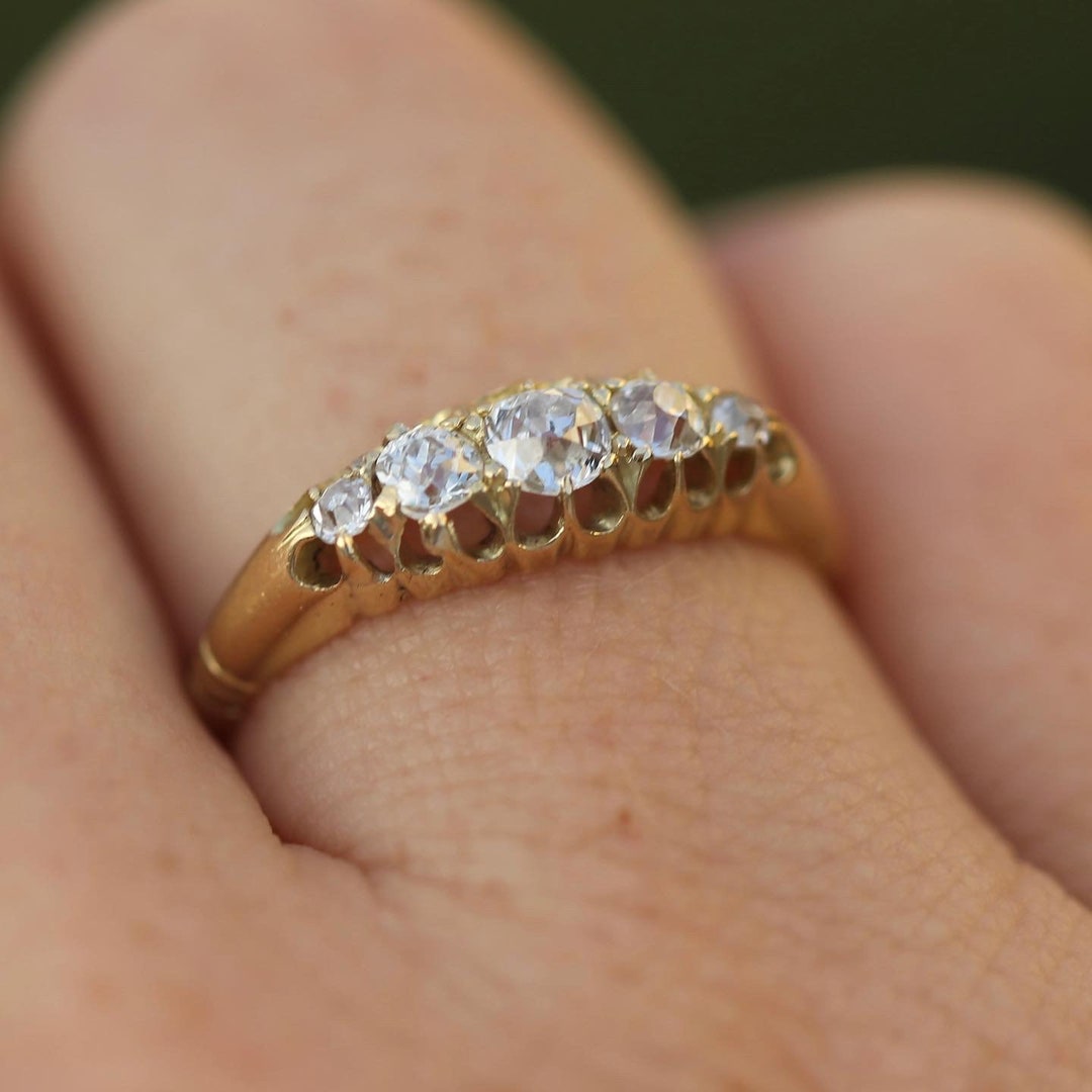 Old European Cut 5 Stone Half Hoop London Bridge Style 18ct - Etsy