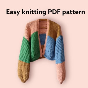 Knitting Easy Pattern, Trendy Cardigan, PDF Document Pattern, Crochet ...