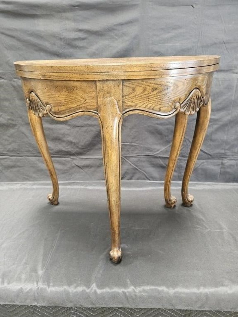Vintage Solid Oak French Style Demilune Console by Bakers Furniture - Etsy