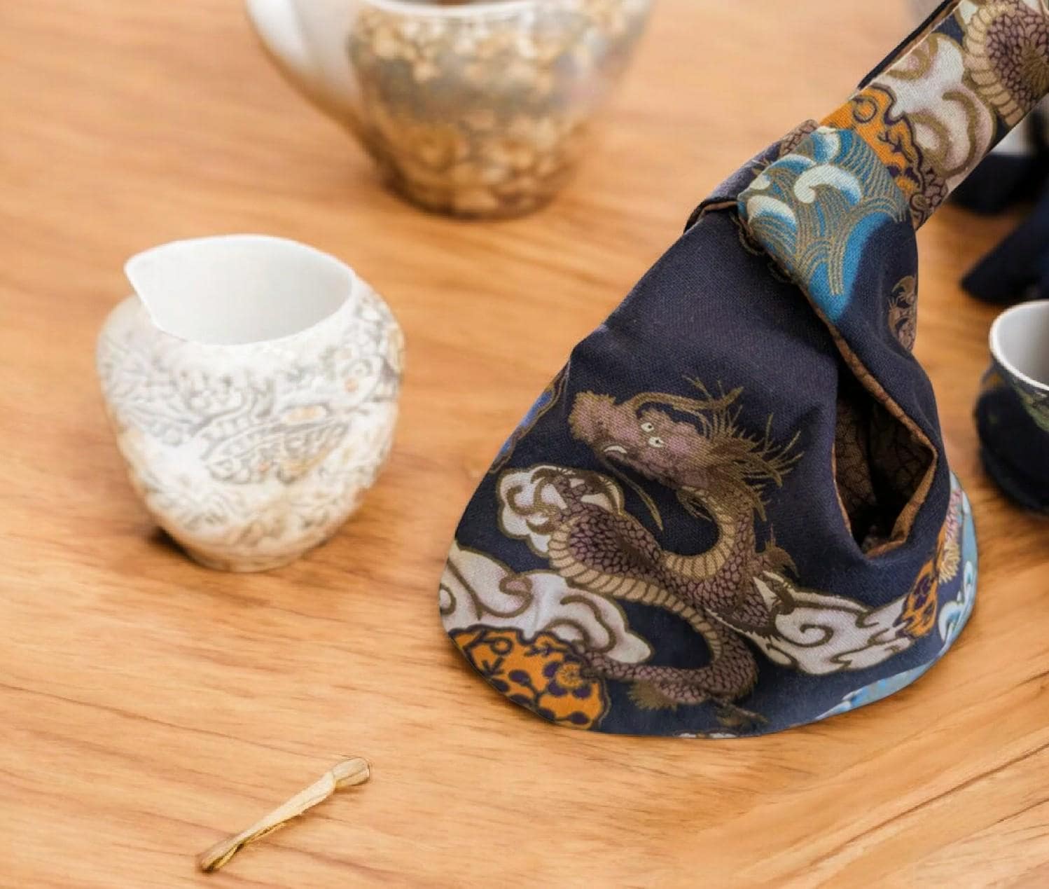 Japanese Dragon and Sea Waves Mini Knot Bag Wristlet - Etsy