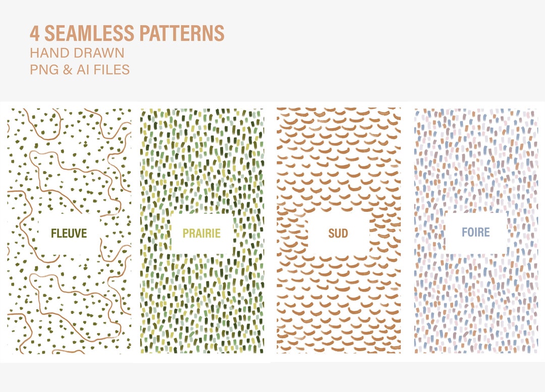 Seamless Patterns by Hand (PNG and Vectorized) - Etsy