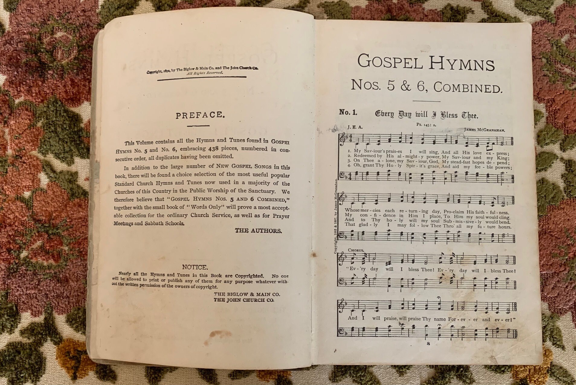 Antique Excelsior Edition Gospel Hymns Numbers 5 and 6 Copyright 1892 ...