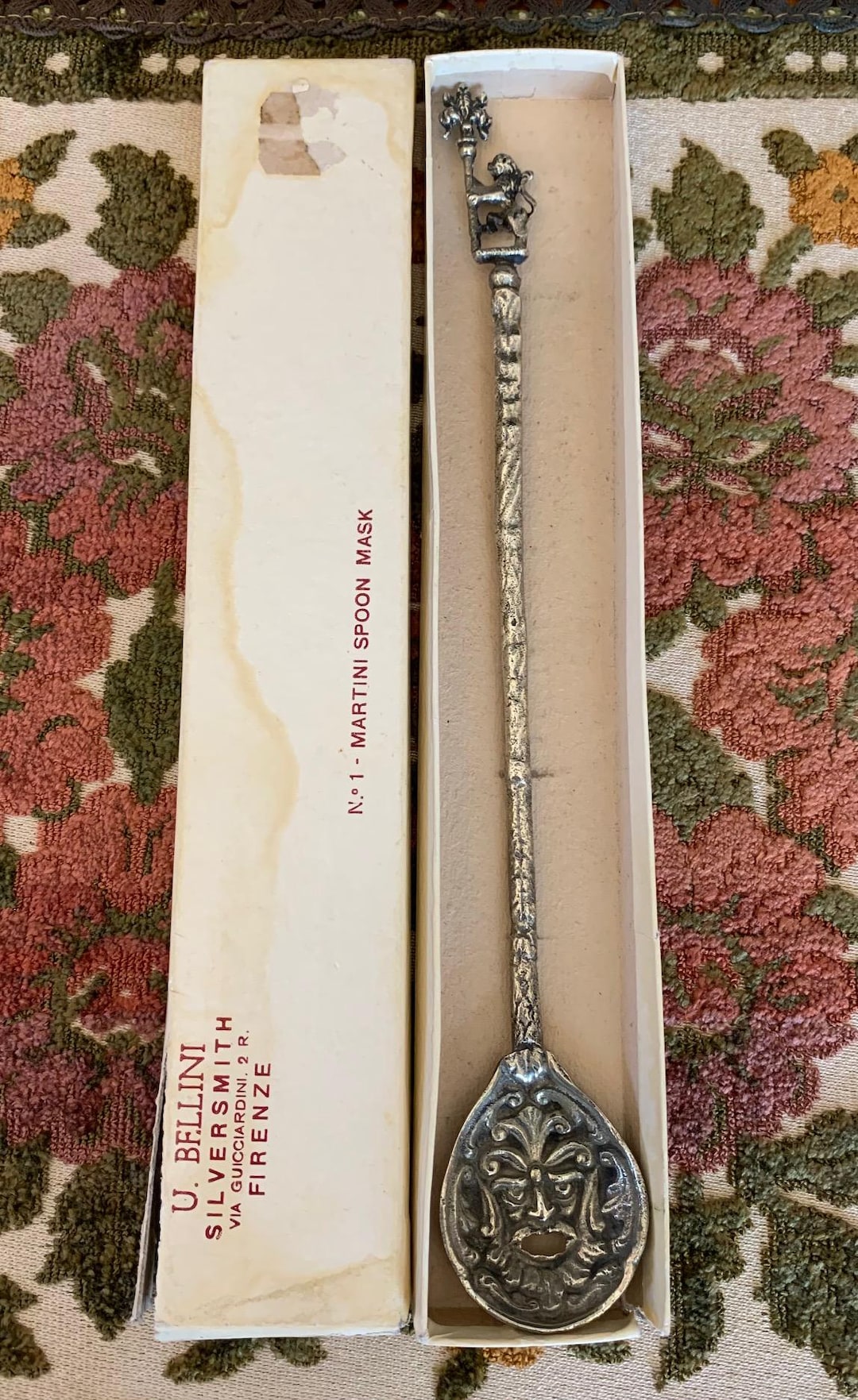 Vintage U. Bellini Ugo Bellini Silversmith Martini Spoon Mask Design ...
