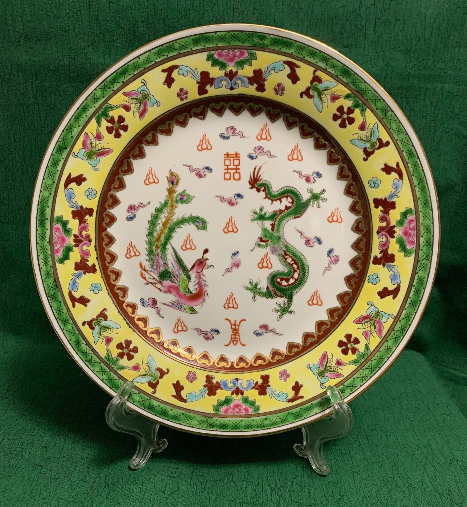 Vintage Chinese Dragon and Phoenix Hand Painted Porcelain 10 Plate - Etsy