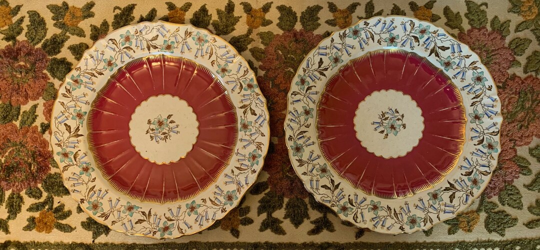 Antique Set of Two 1841-1873 Early Minton M & Co Fuchsia Pattern 9 ...