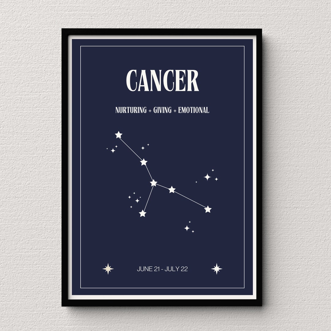 Cancer Star Map Navy Digital Print | Astrological Sign Poster ...
