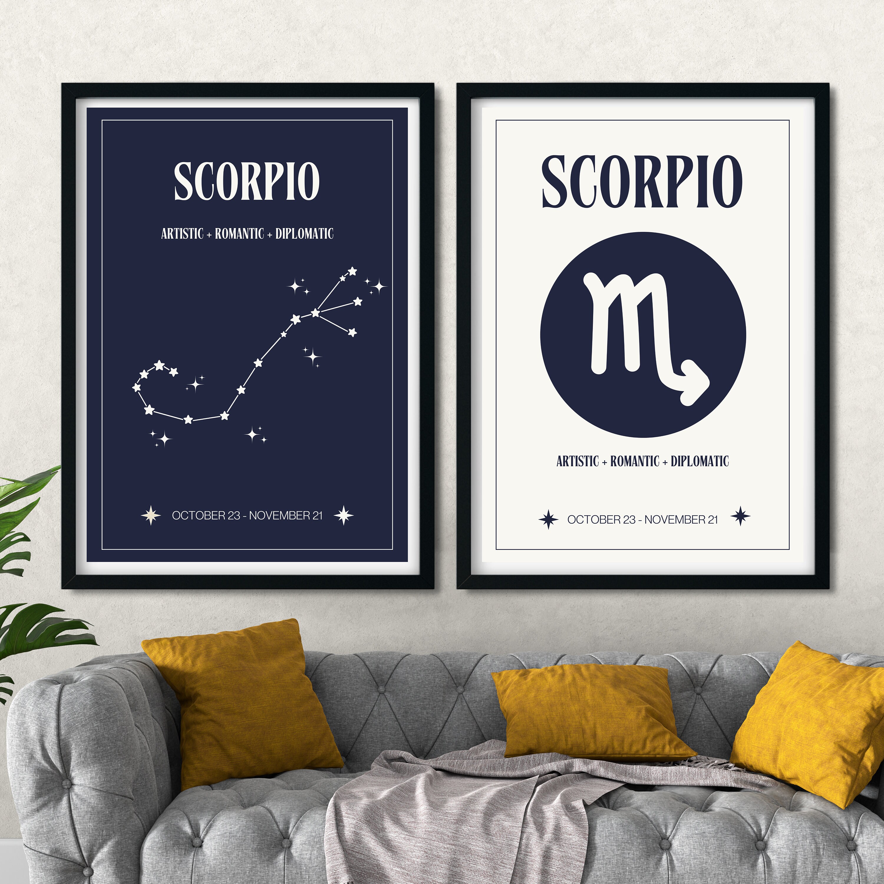 Scorpio Star Map Cream Digital Print Astrological Sign Poster Celestial ...