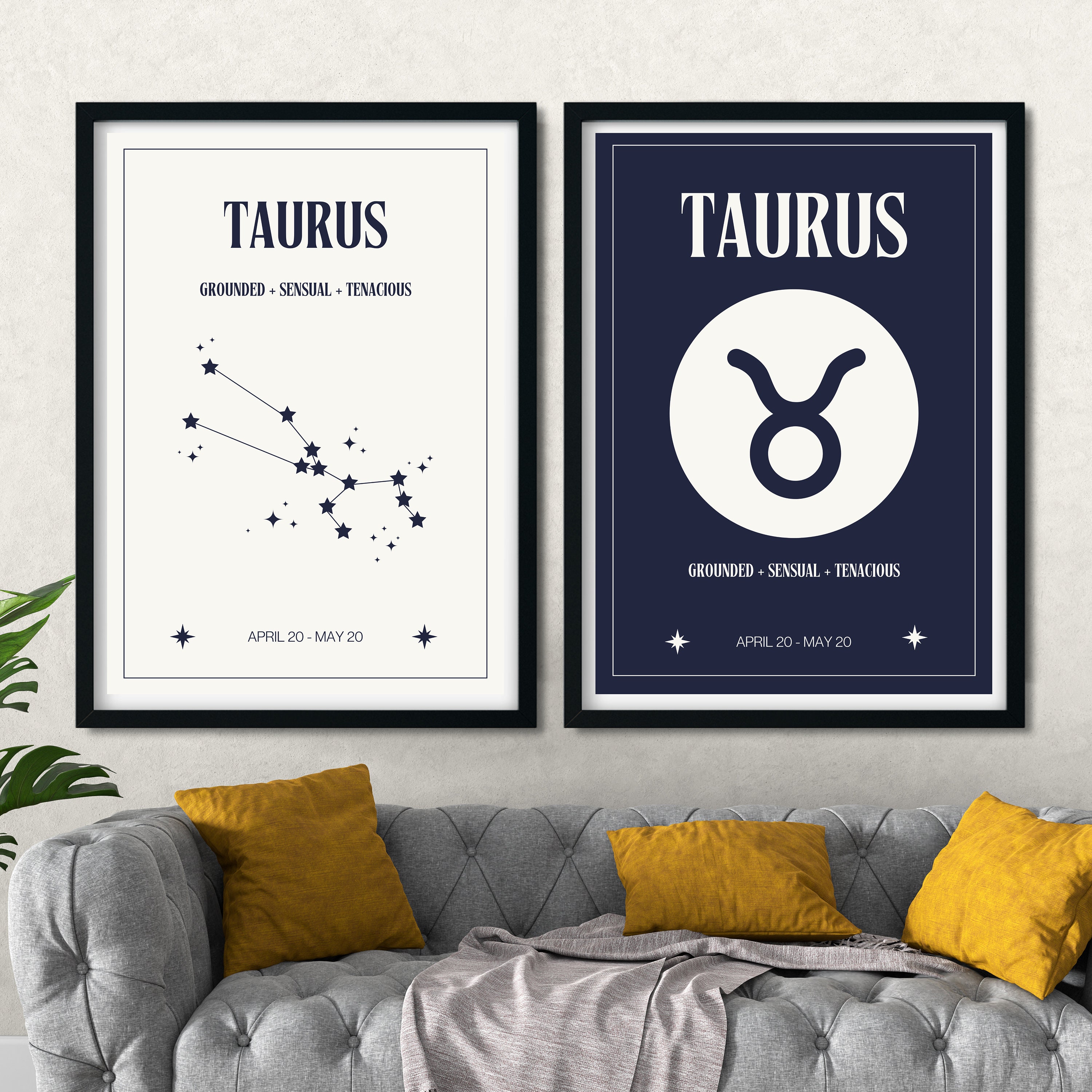 Taurus Star Sign Cream Digital Print | Astrological Sign Poster ...