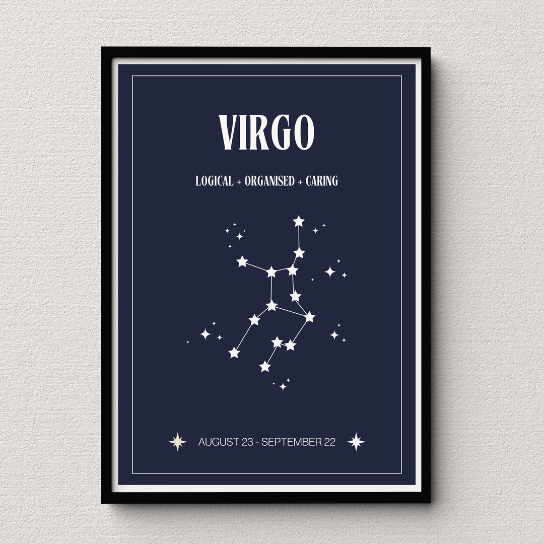 Virgo Star Map Navy Digital Print | Astrological Sign Poster ...