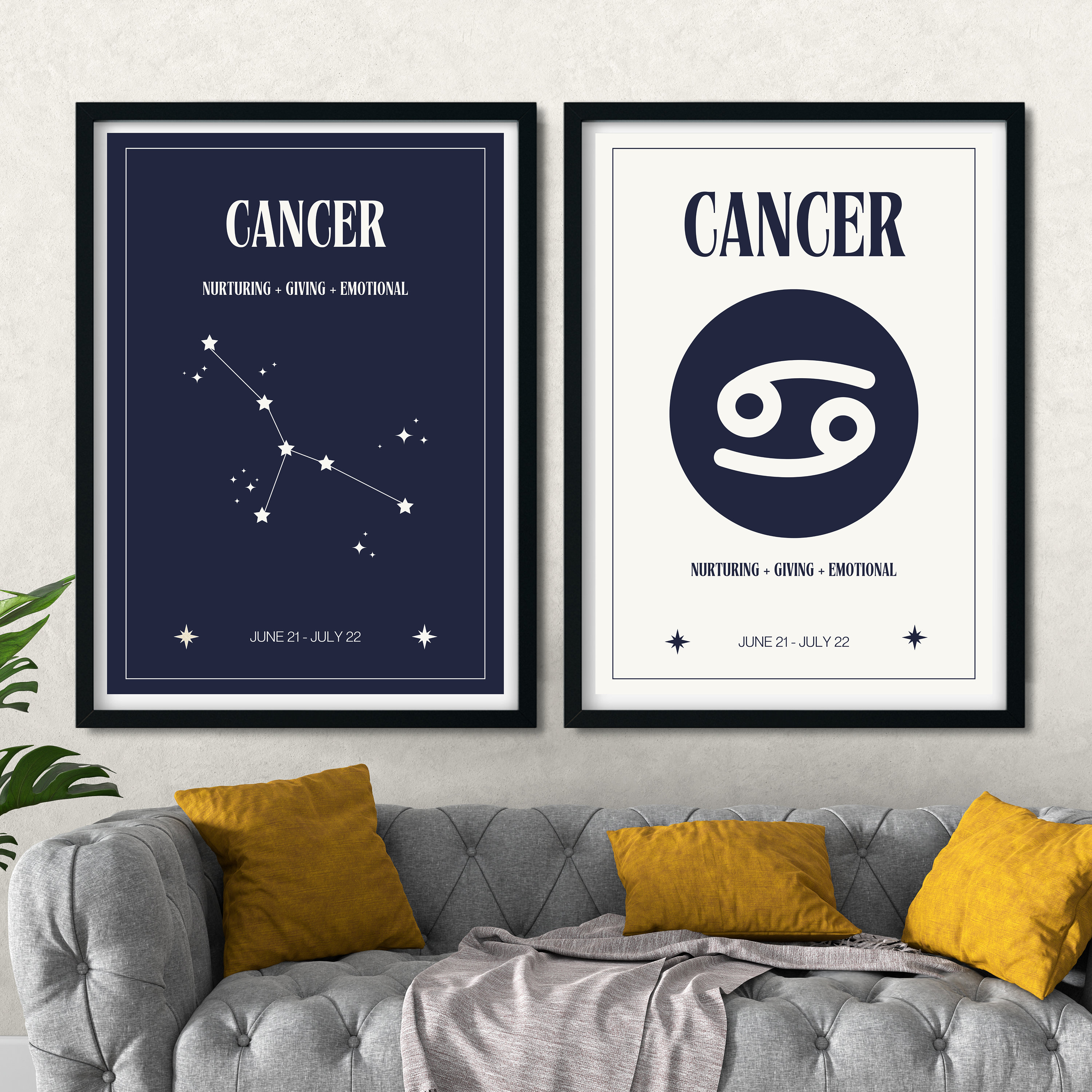 Cancer Star Map Cream Digital Print | Astrological Sign Poster ...
