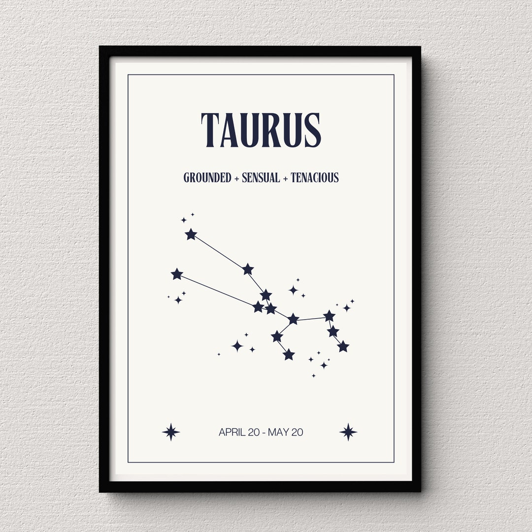 Taurus Star Map Cream Digital Print | Astrological Sign Poster ...
