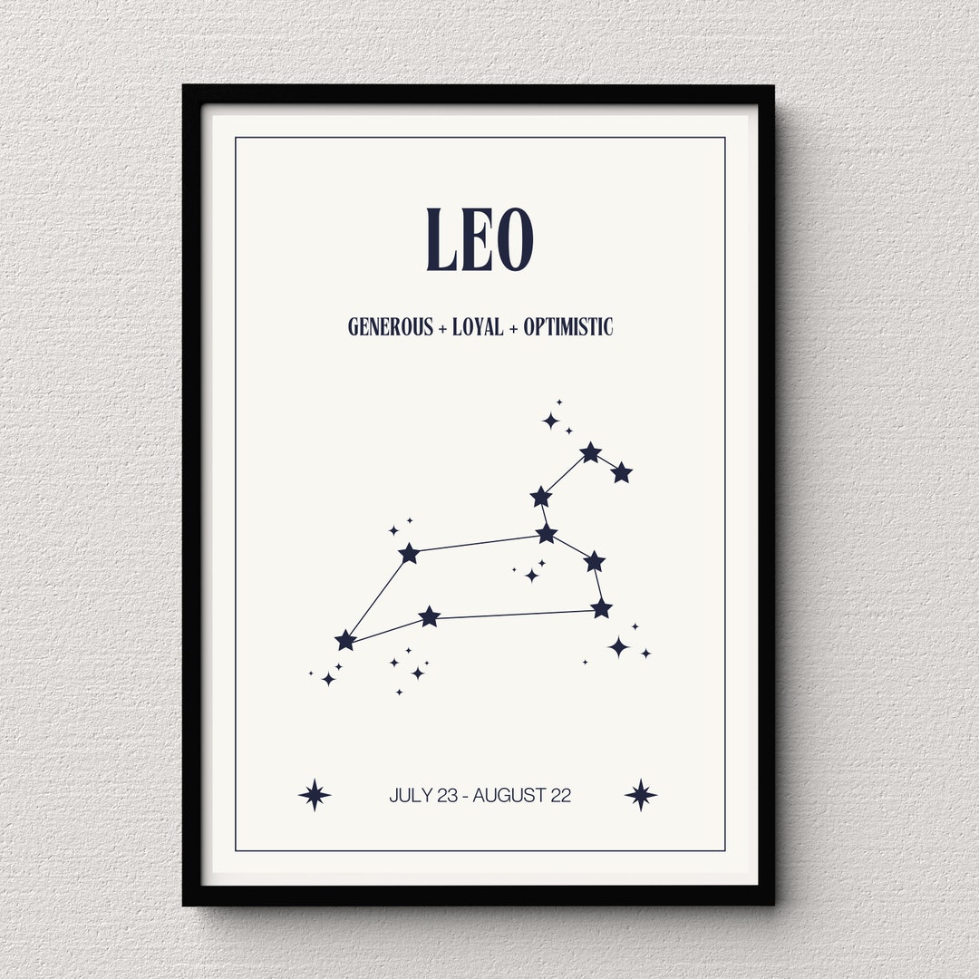 Leo Star Map Cream Digital Print | Astrological Sign Poster | Celestial ...