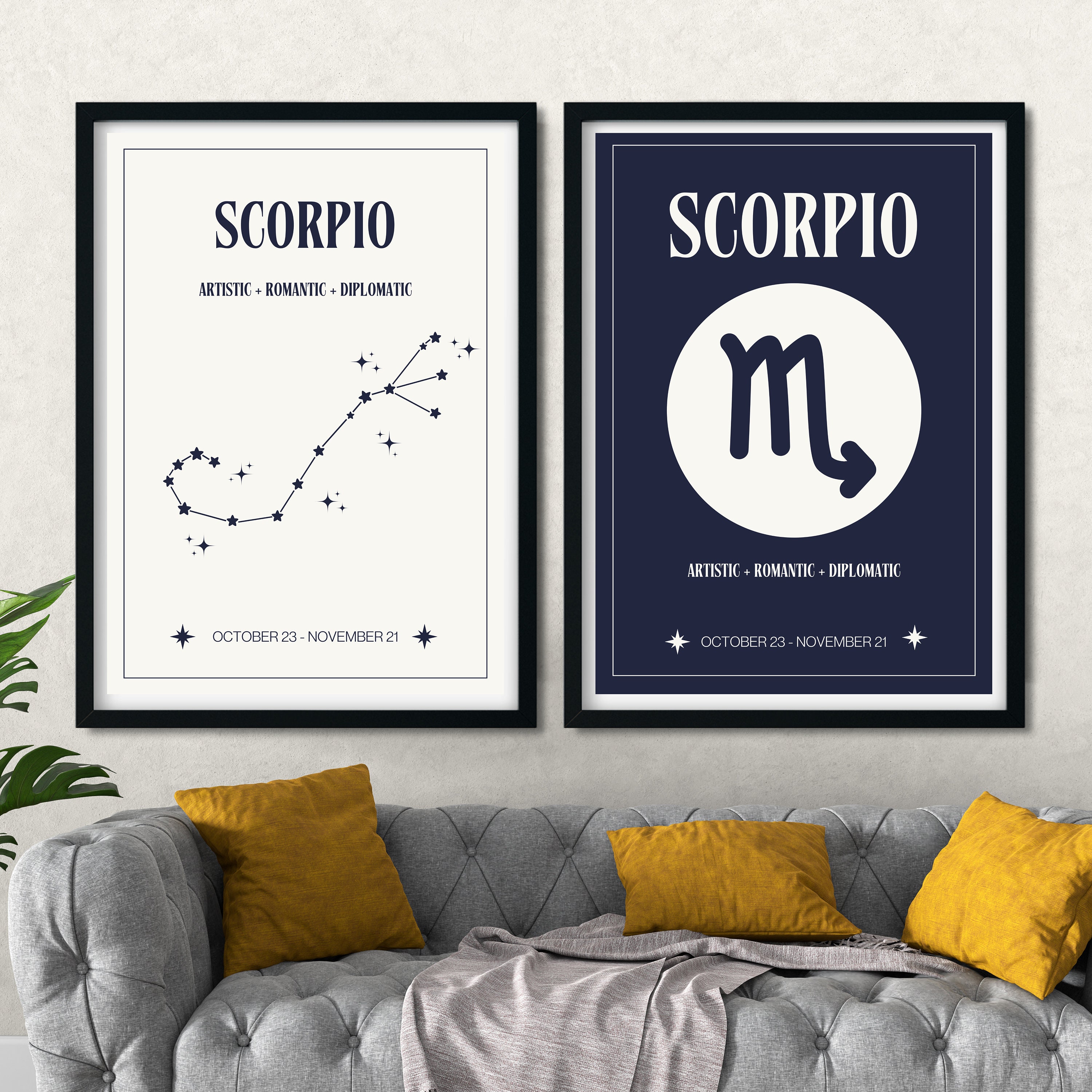 Scorpio Star Map Cream Digital Print | Astrological Sign Poster ...