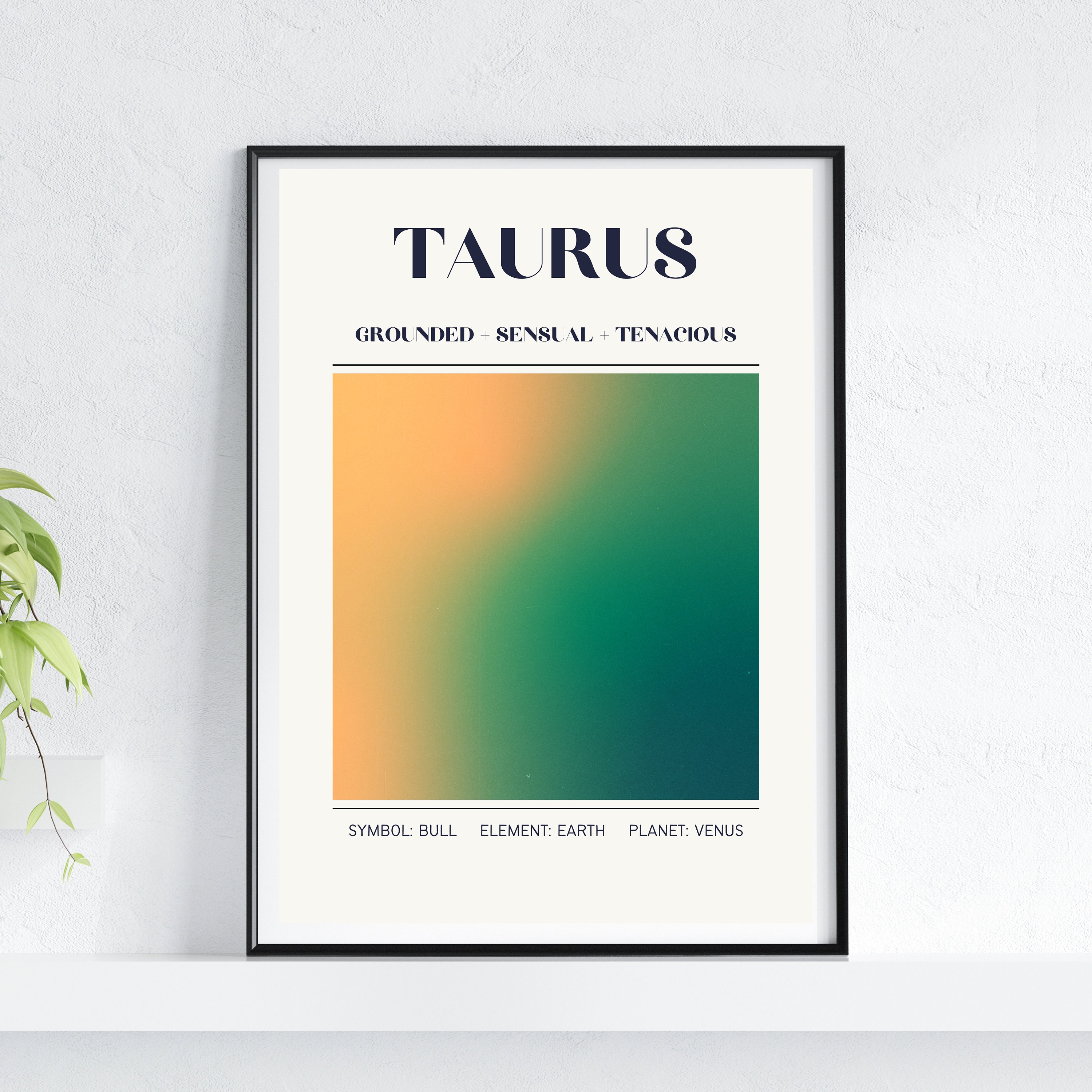 Taurus Aura Gradient Zodiac Print | Astrological Sign Poster ...