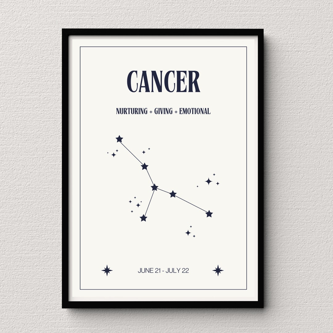 Cancer Star Map Cream Digital Print | Astrological Sign Poster ...
