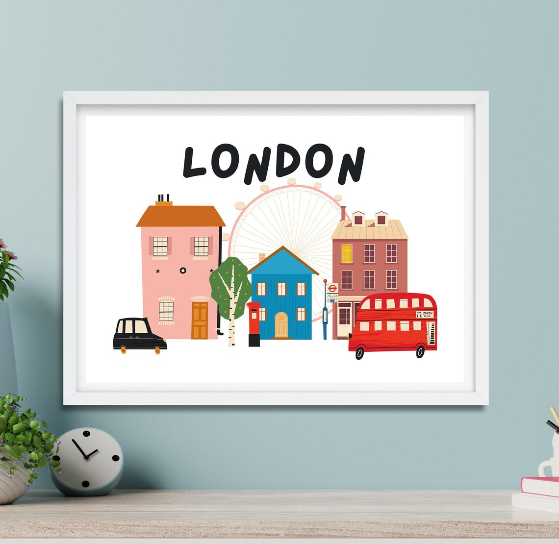 London Cityscape Art Print | Kids Room Decor (digital Download) - Etsy