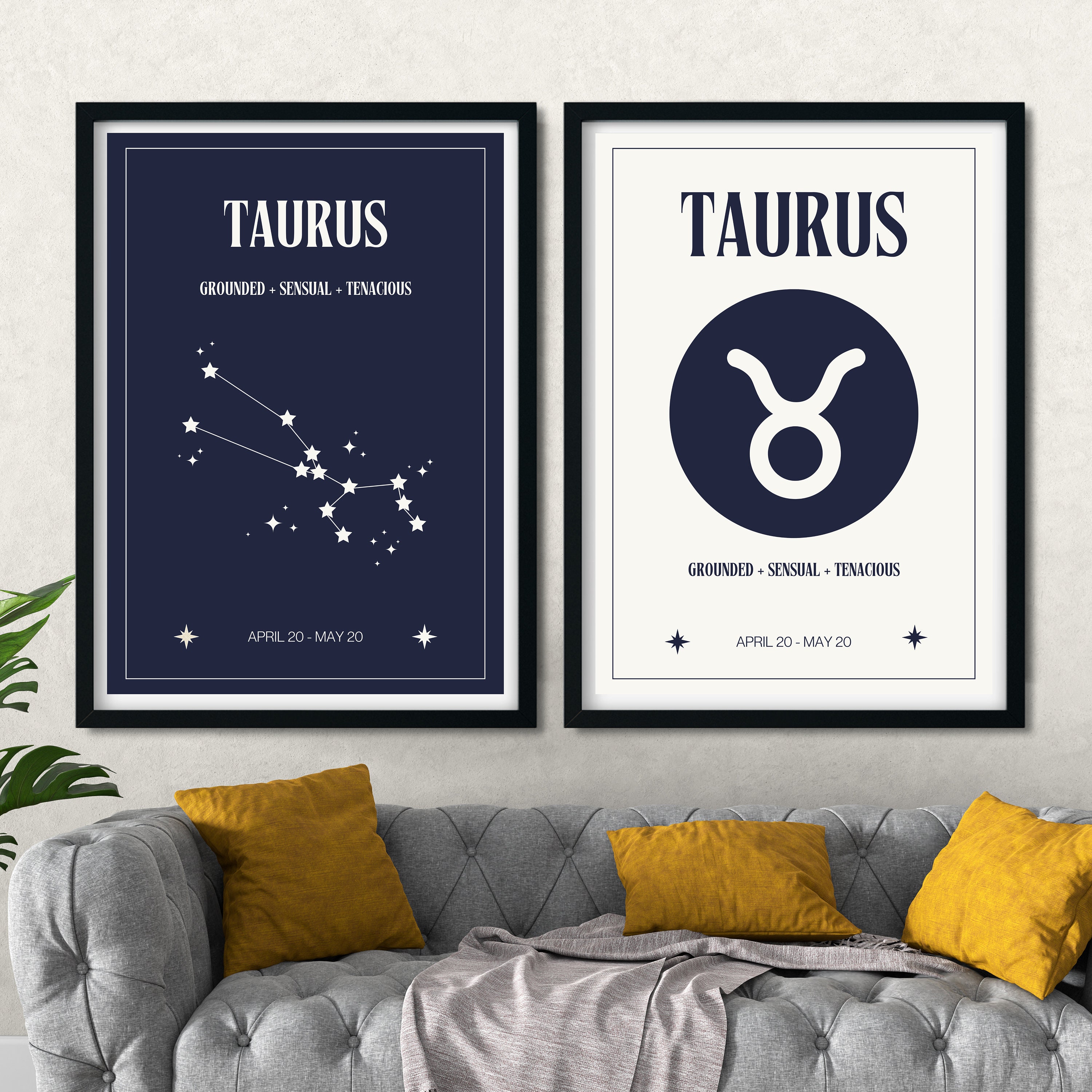 Taurus Star Map Navy Digital Print | Astrological Sign Poster ...