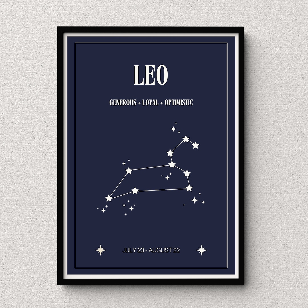 Leo Star Map Navy Digital Print | Astrological Sign Poster | Celestial ...